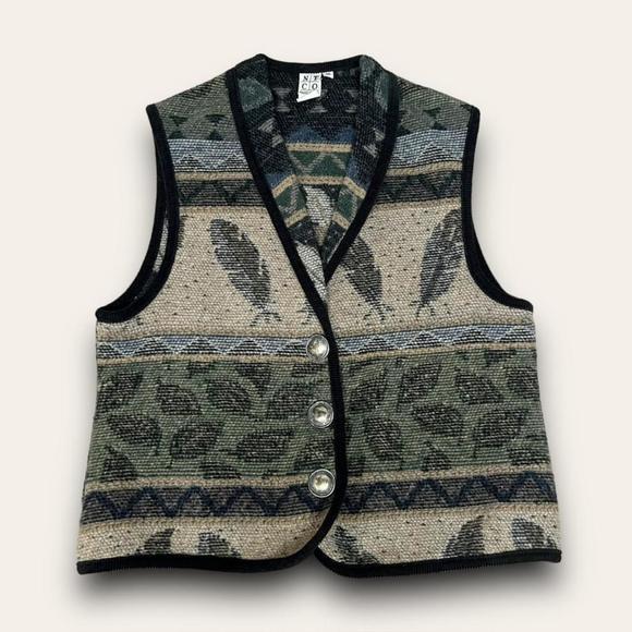 Nomadic Traders | Jackets & Coats | Vintage Woolblend Leaf Boho Vest ...
